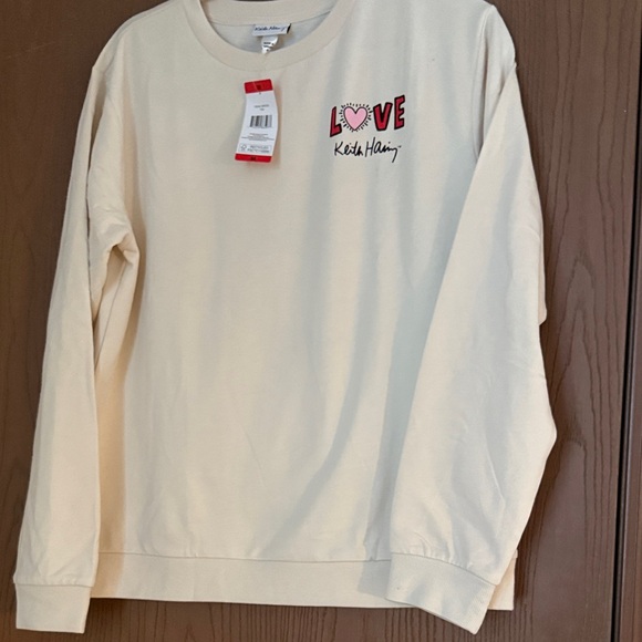 keith haring | Tops | Keith Haring Cream Love Sweatshirt Unisex Perfect ...